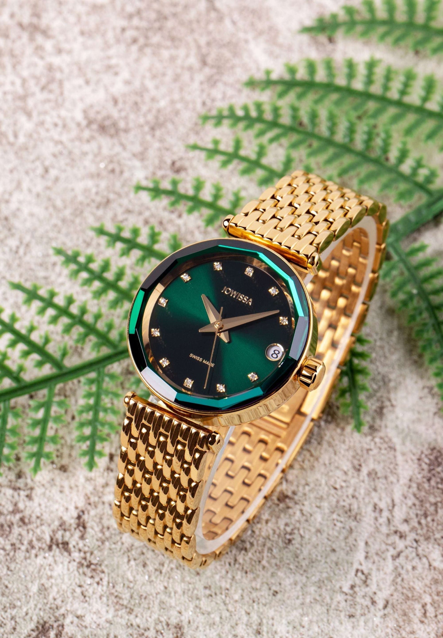 Gold Green Swiss Woman Automatic Watch Safira 12 J1.284.M – Jowissa