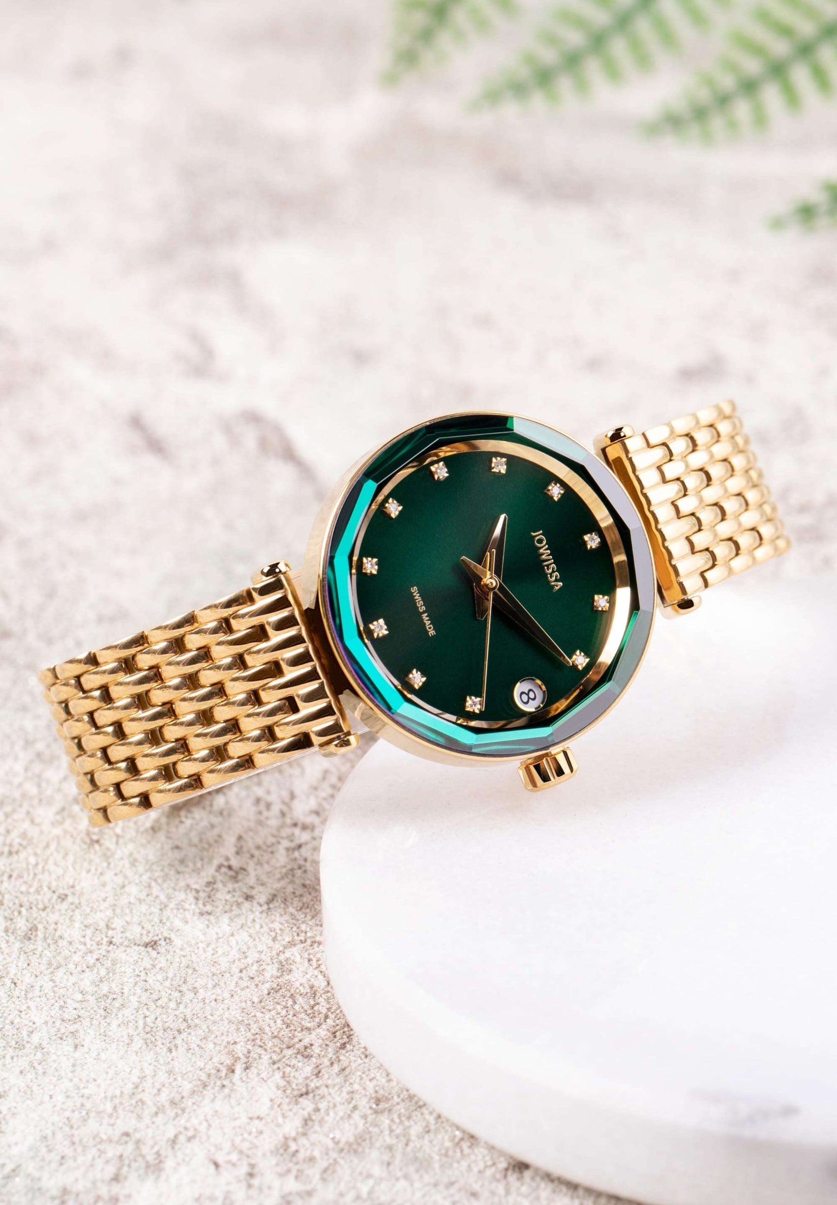 Gold Green Swiss Woman Automatic Watch Safira 12 J1.284.M – Jowissa